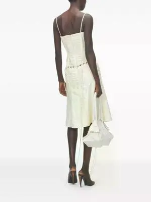 Alexander McQueen Ruched Lace-up Midi Dress In Beige