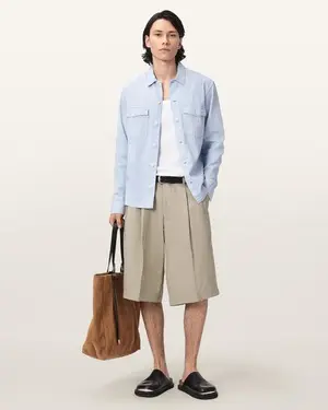 ALLSAINTS Castro Wide Leg Cotton Shorts - Brown
