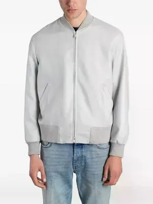 LARDINI Ribbed-trim Bomber Jacket - Grey
