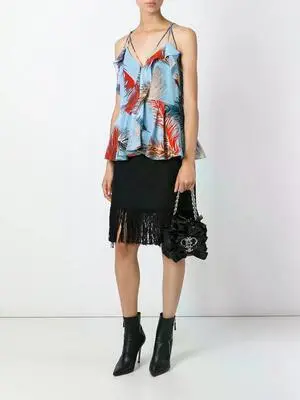 Emilio Pucci Feather Print Silk Top