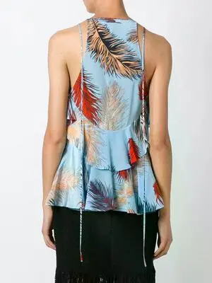 Emilio Pucci Feather Print Silk Top