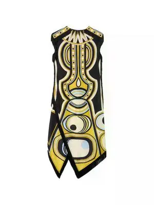 La DoubleJ Scarf Dress In Sanctuary Print Silk Voile - Black