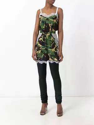 Off-White Lace Trim Cinched Top