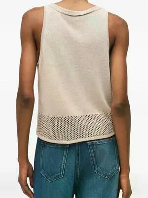 Karl Lagerfeld Beige Crochet-knit Top