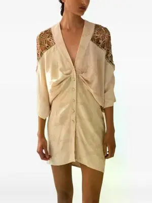 SADH Crochet-panel Chain-print Mini Dress
