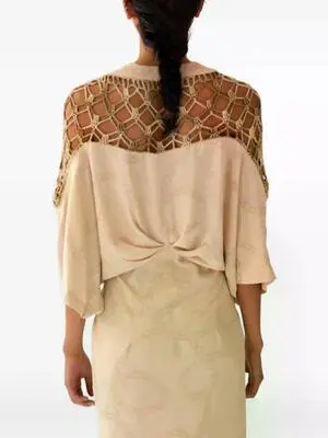 SADH Crochet-panel Chain-print Mini Dress