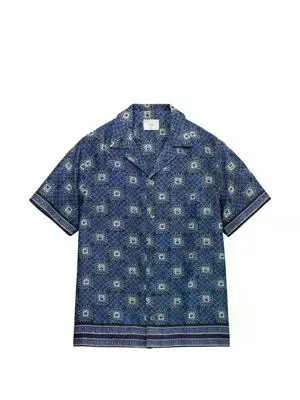 CHÉ STUDIOS Telha Geometric-print Linen Shirt - Blue