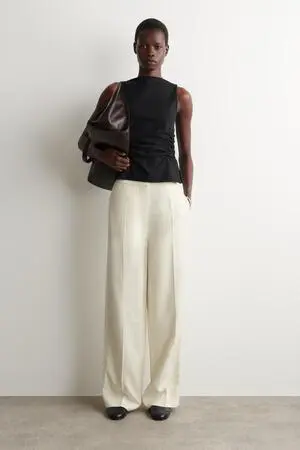 Cos Ruched-waist Cotton-jersey Tank Top - Black