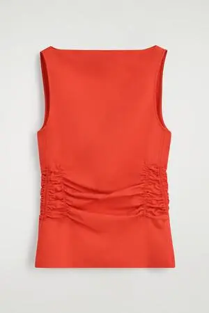 Cos Ruched Waist Cotton-blend Jersey Tank Top - Orange