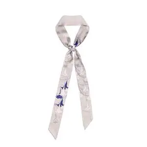 LOST PATTERN Dadura" Silk Skinny Scarf Silver - Grey