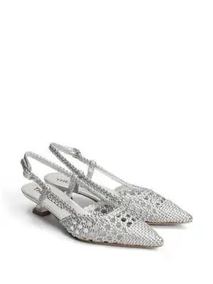 THE SELLER Woven Leather Slingback Pumps
