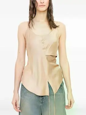 Andrea Ya'aqov Asymmetric Cut-out Tank Top - Neutrals