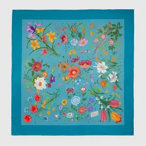 Gucci Printed Silk Twill Carr - Blue