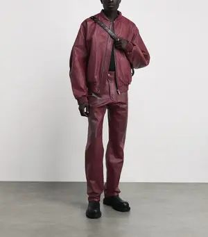 424 Grained Leather Moto Trousers
