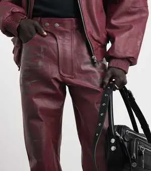 424 Grained Leather Moto Trousers