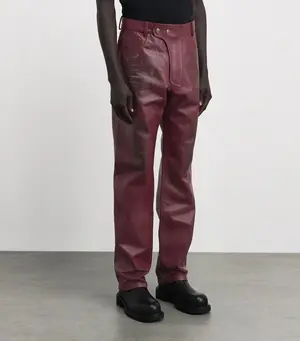 424 Grained Leather Moto Trousers