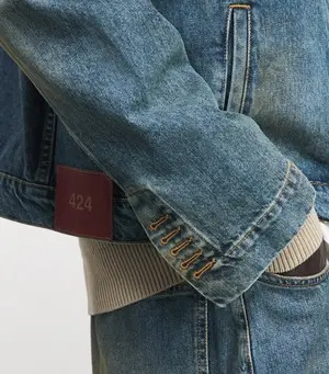 424 Collection Trucker Denim Jacket With Stand Collar