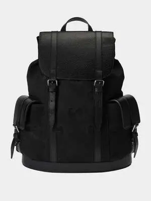 Gucci Jumbo Gg Canvas Leather Trimmed Backpack - Black