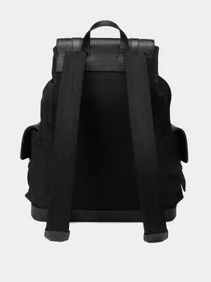 Gucci Jumbo Gg Canvas Leather Trimmed Backpack