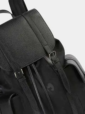 Gucci Jumbo Gg Canvas Leather Trimmed Backpack
