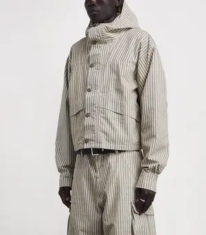 424 Cotton Stripe Cropped Parka Jacket