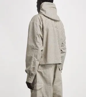 424 Cotton Stripe Cropped Parka Jacket