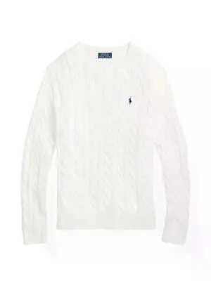 Polo Ralph Lauren Cable Knit Embroidered Logo Sweater - White