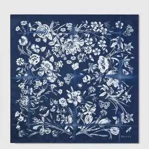Gucci Cotton Silk Jacquard Pocket Square - Blue