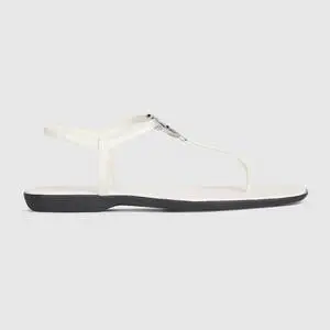 Gucci Interlocking G Patent Leather Thong Sandal - White