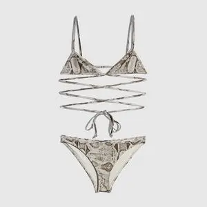 Gucci Python Print Stretch Jersey Bikini - Green