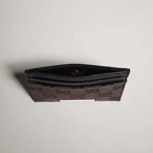 Gucci Card Case With Plaque Gg Canvas - Brown