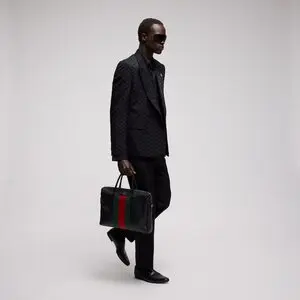 Gucci Mega Web Trademark Medium Leather Briefcase