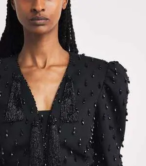 Carolina Herrera Tasseled Embellished Cropped Jacket
