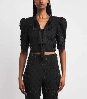 Carolina Herrera Tasseled Embellished Cropped Jacket