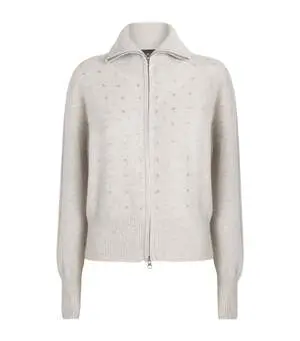 WILLIAM SHARP Cashmere Crystal-embellished Zip-up Bomber Jacket