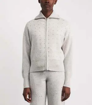 WILLIAM SHARP Cashmere Crystal-embellished Zip-up Bomber Jacket