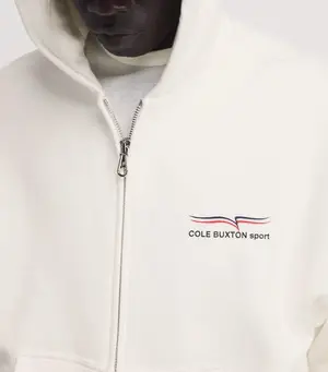 COLE BUXTON Sport Zip-up Cotton Hoodie With Printed Graphics