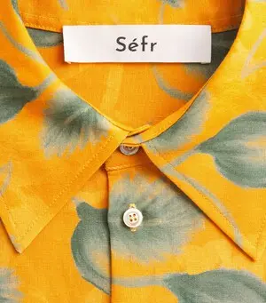 Séfr Linen Leaf Print Dayot Shirt - Orange