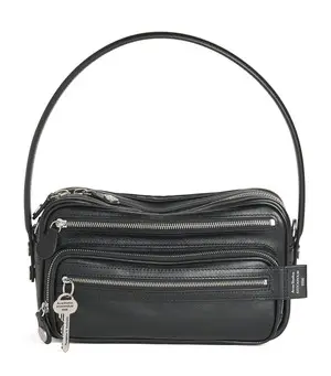 Acne Studios Leather Shoulder Bag With Key Charm - Black