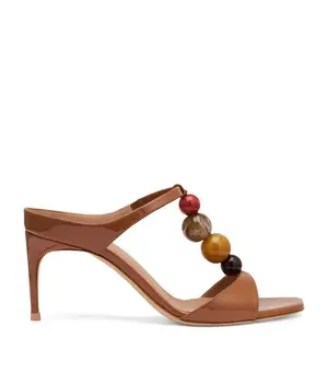 MALONE SOULIERS Patent Leather Beaded Lena Heeled Sandals - Brown