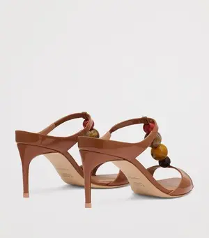 MALONE SOULIERS Patent Leather Beaded Lena Heeled Sandals - Brown