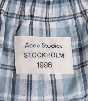 Acne Studios Cotton Check Bloomer Shorts - Blue
