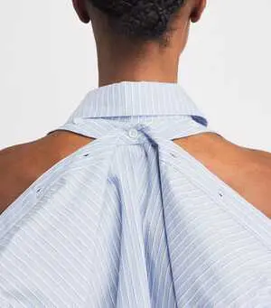 Nanushka Pinstripe Cotton Shirt With Shoulder Detail