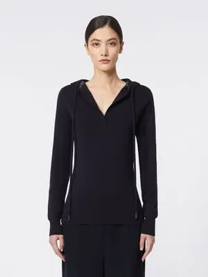 Max Mara Fitted Wool Jumper With Striped Hood