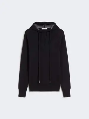 Max Mara Fitted Wool Jumper With Striped Hood