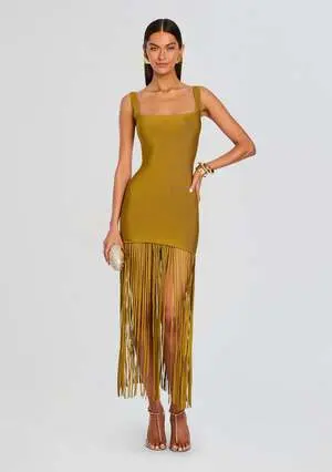 Retrofete Saddler Dress Fringe Maxi Skirt - Ochre