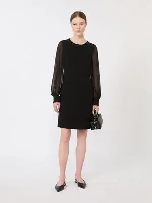 Max Mara Embellished Cady Cocktail Dress With Silk Georgette Sleeves