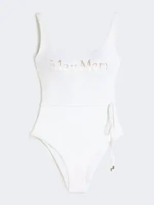 Max Mara One-piece Swimsuit With Logo Detail - White