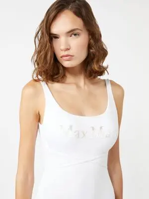 Max Mara One-piece Swimsuit With Logo Detail - White
