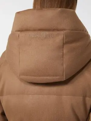 Max Mara Short Water-repellent Down Jacket With Hood And Leather Belt